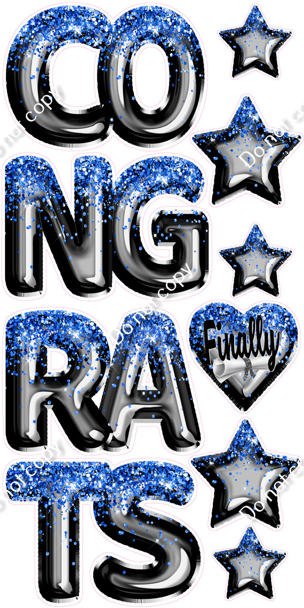 10 pc Black / Blue Foil Congrats| Sign Swag USA