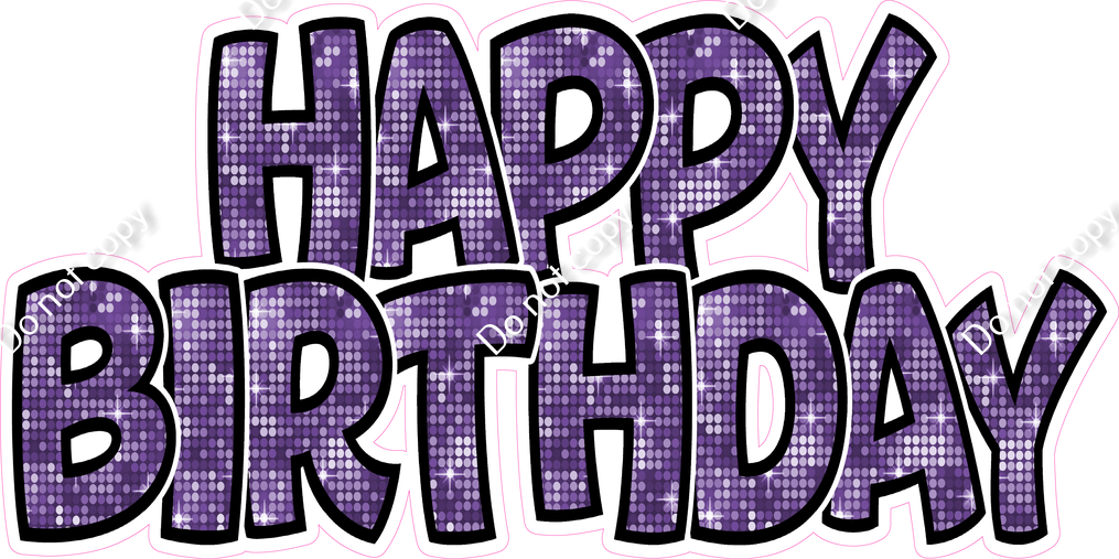 Disco - Purple Black Outlines Happy Birthday Statement| Sign Swag USA