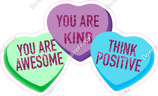 Triple Conversation Hearts - Green, Purple, Blue - Candy Heart| Sign ...
