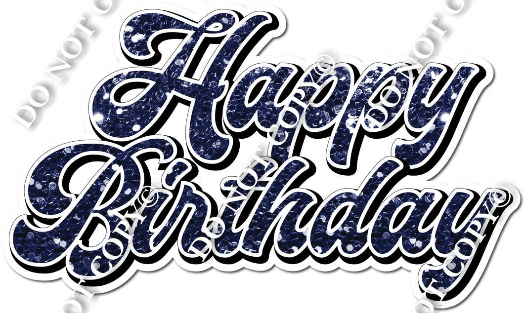 Navy Blue Sparkle Happy Birthday Flash Yard Signs| Sign Swag USA