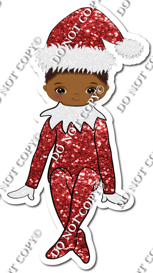 Dark Skin Tone - Sitting Elf Boy| Sign Swag USA