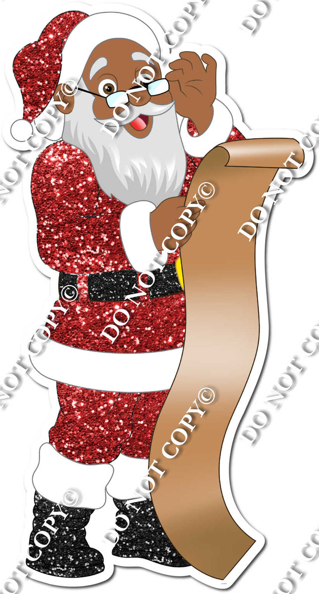 Dark Skin Tone Santa with Christmas List| Sign Swag USA