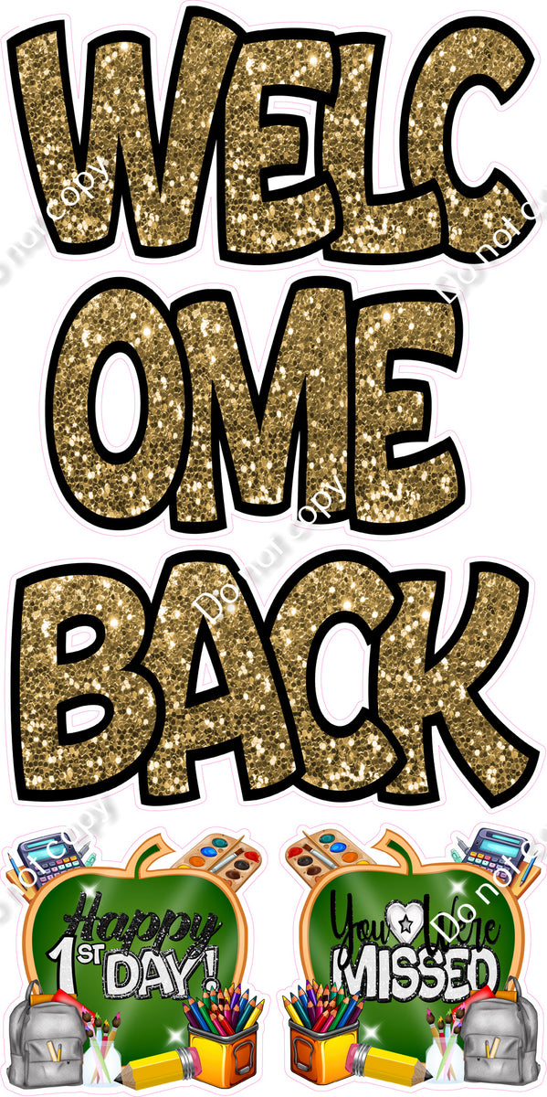 5 pc Sparkle Gold Split Welcome Back Set| Sign Swag USA