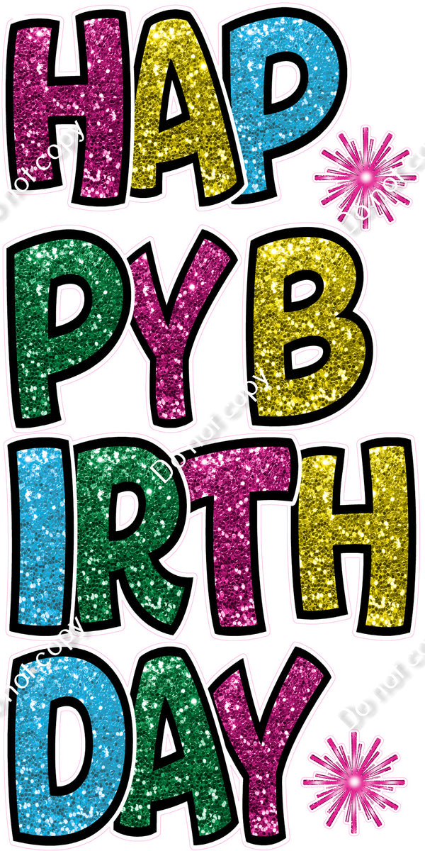 7 pc BB Sparkle - Pink, Yellow, Caribbean, Green with Outlines| Sign ...