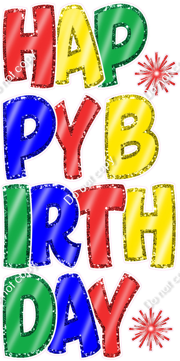 7 pc BB Sparkle - Flat Red, Yellow, Green, Blue with Outlines| Sign ...