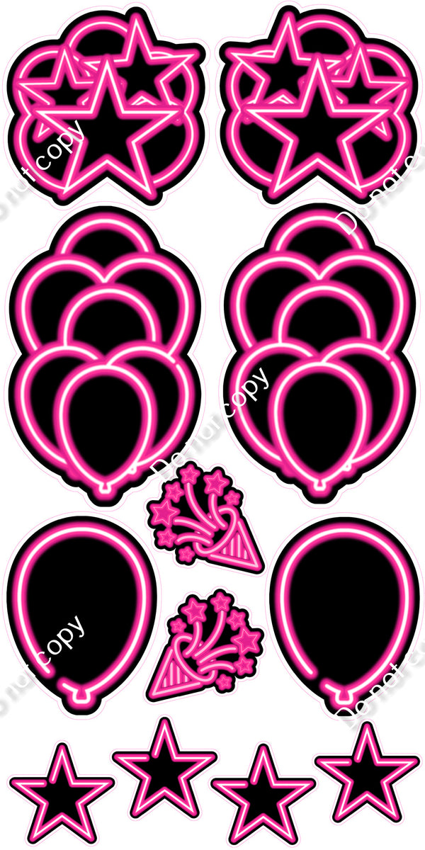 12 pc Hot Pink NEON Flair Set| Sign Swag USA