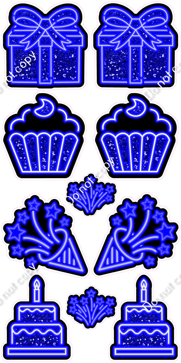 10 pc Blue NEON Flair Set - Sparkle| Sign Swag USA