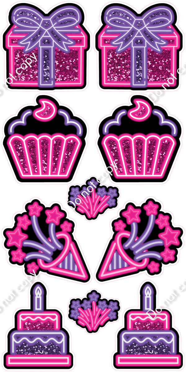 10 pc Hot Pink & Purple NEON Flair Set - Sparkle| Sign Swag USA