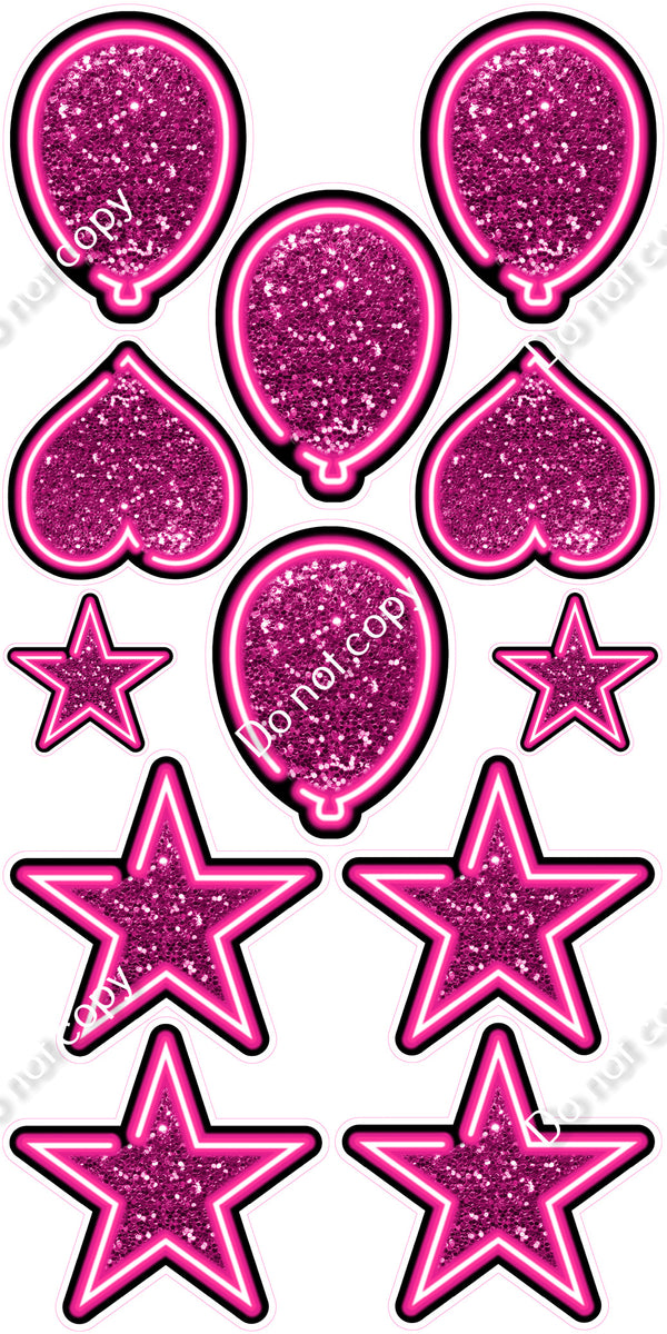 13 pc Hot Pink NEON Flair Set - Sparkle| Sign Swag USA