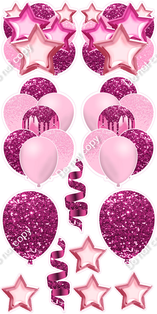12 pc - Baby Pink & Hot Pink - Balloon Flair Set| Sign Swag USA