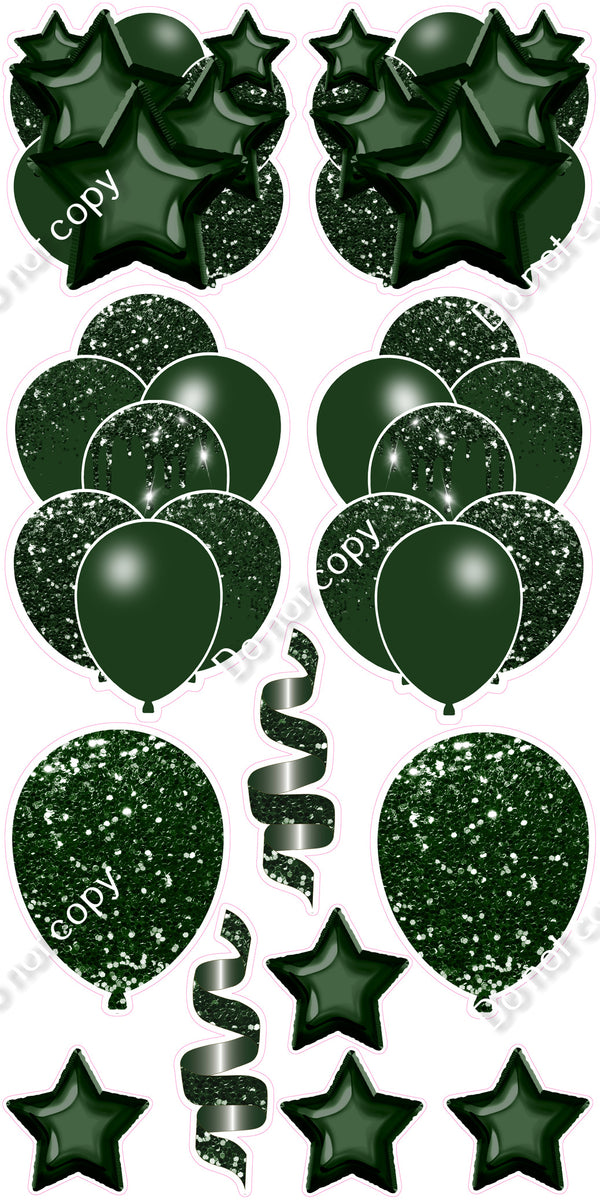 12 pc - Hunter Green - Balloon Flair Set| Sign Swag USA