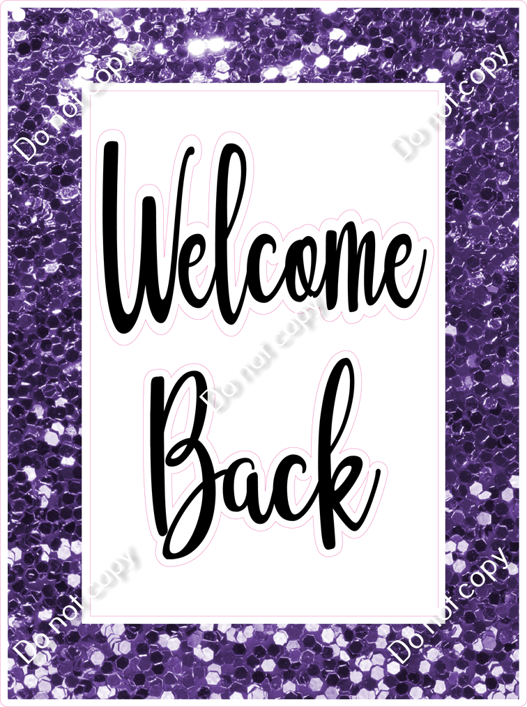 Purple Sparkle - Welcome Back Statement - Frame| Sign Swag USA