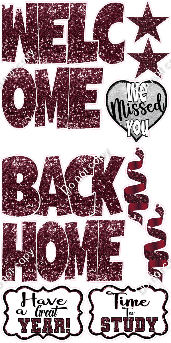 11pc SWIFT Burgundy Sparkle Welcome Back Theme0482| Sign Swag USA