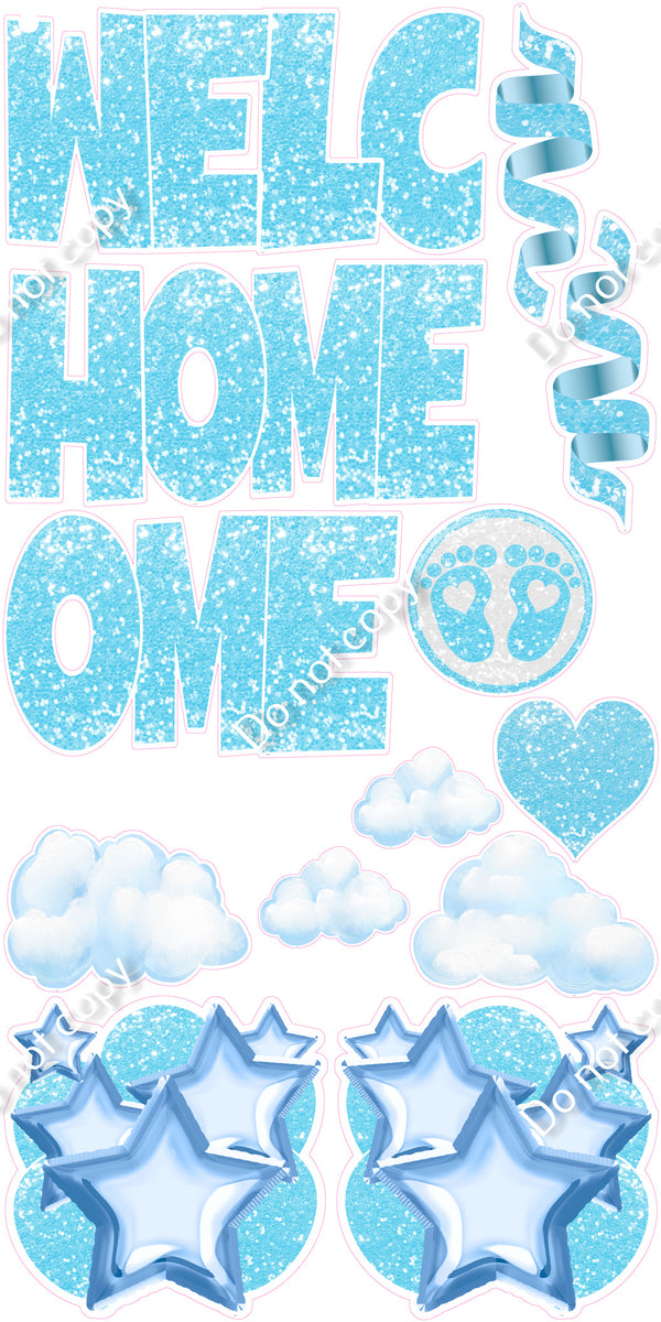 13 pc Baby Blue Sparkle Welcome Home Theme0649| Sign Swag USA