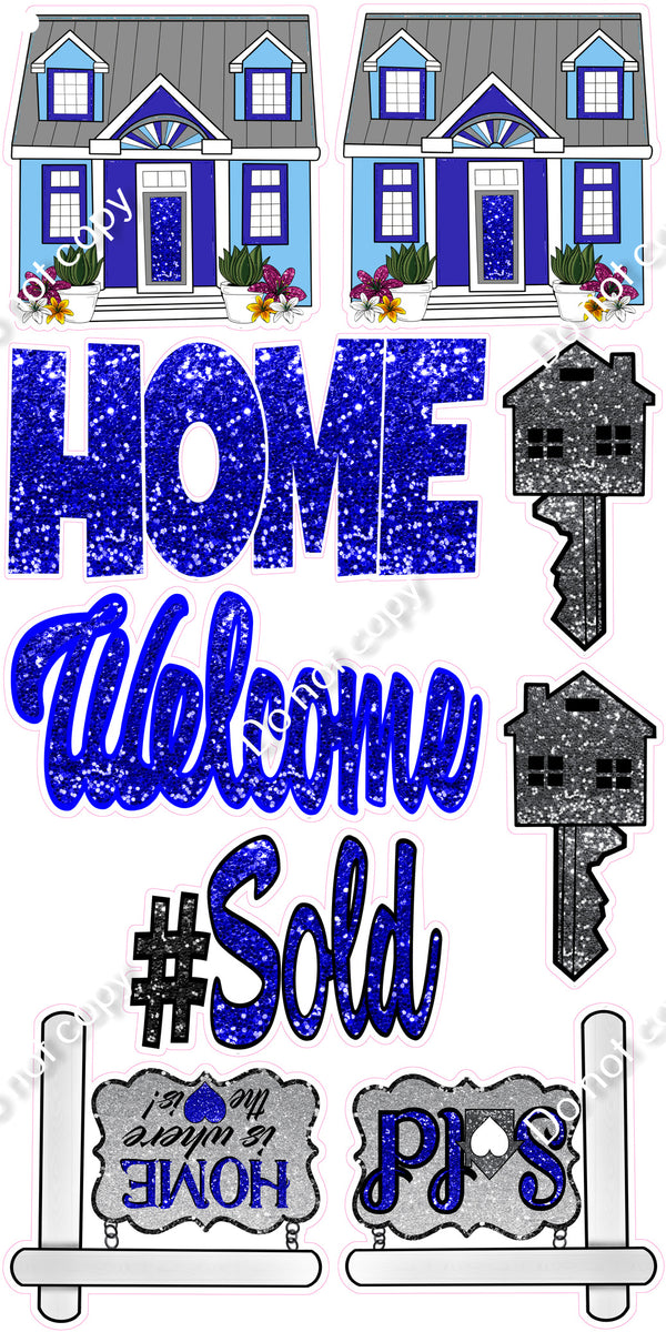 9 pc Blue Realtor Welcome Home Set Theme0803| Sign Swag USA