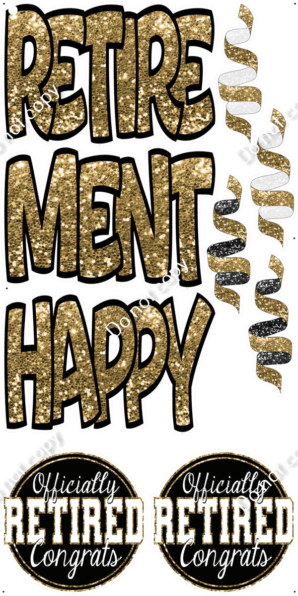 9 pc Gold Happy Retirement Set Theme0812| Sign Swag USA