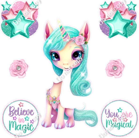 8 pc Super Sized - Pastel Unicorn Theme0920| Sign Swag USA