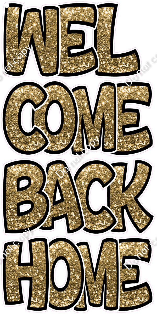 4 pc BB - Gold Sparkle with Outlines EZ Welcome Back Home| Sign Swag USA