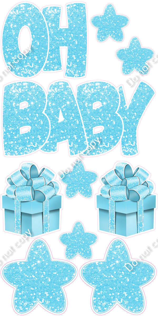 10 pc Baby Blue Sparkle - Oh Baby Set| Sign Swag USA