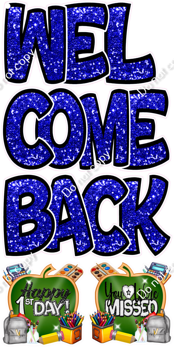 5 pc Sparkle Blue Split Welcome Back Set| Sign Swag USA
