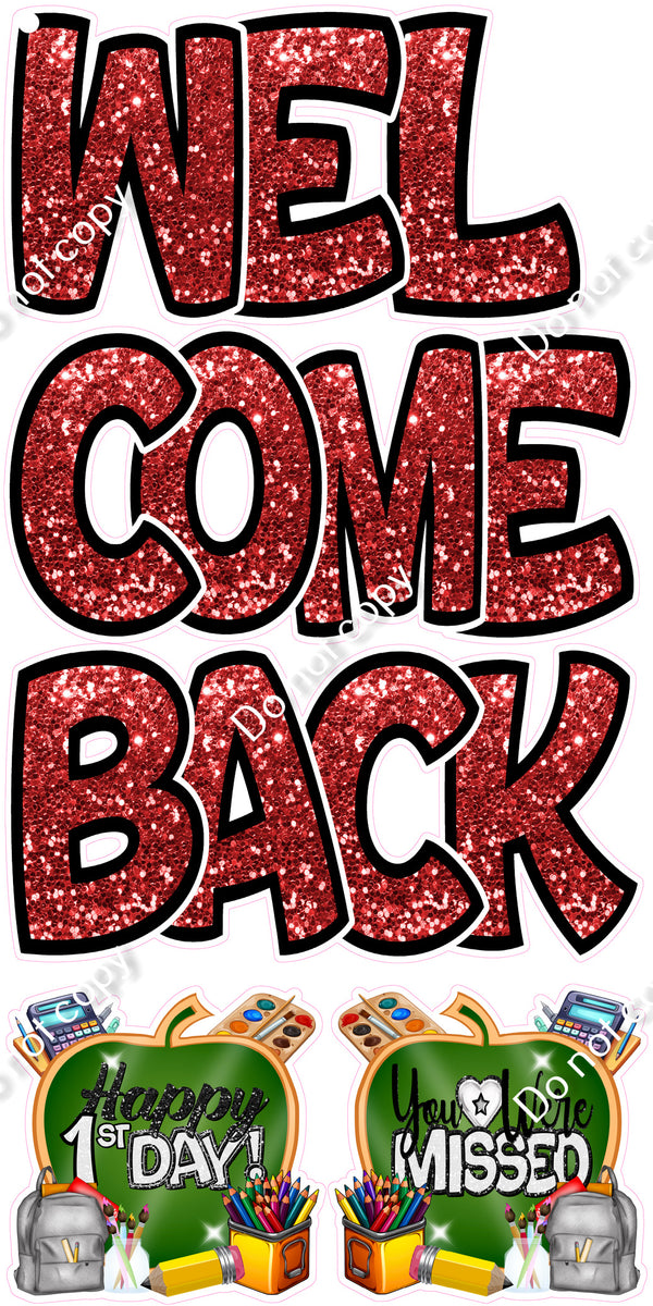 5 pc Sparkle Red Split Welcome Back Set| Sign Swag USA