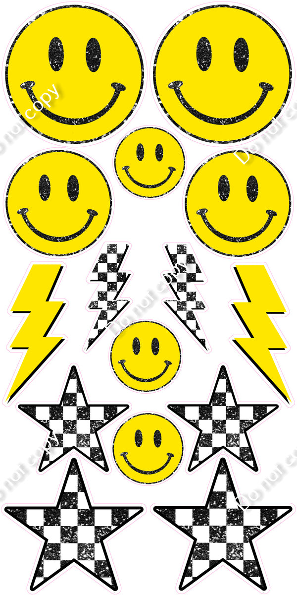 15 pc Happy Face & Checkers| Sign Swag USA