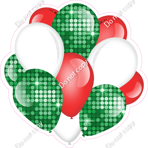 Disco - Green, Red, White - Balloon Cluster| Sign Swag USA