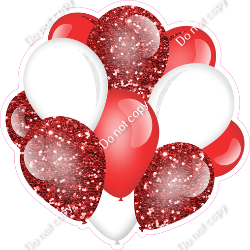 Sparkle - Red & White - Balloon Cluster| Sign Swag USA