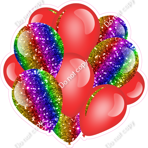 Sparkle - Rainbow & Red - Balloon Cluster| Sign Swag USA
