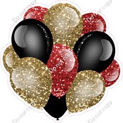 Sparkle - Red, Black, Gold Balloon Cluster| Sign Swag USA