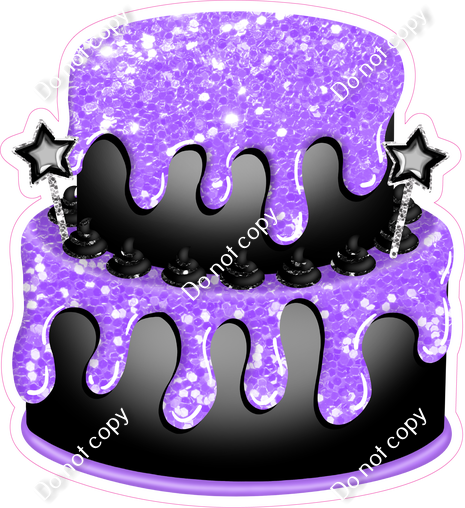2 Tier Black Cake, Lilac Dollops & Drip| Sign Swag USA