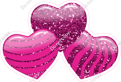 Sparkle - Hot Pink - Triple Heart Bundles| Sign Swag USA