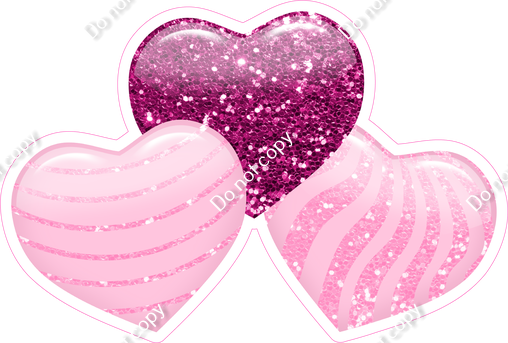 Sparkle - Baby Pink & Hot Pink - Triple Heart Bundles| Sign Swag USA
