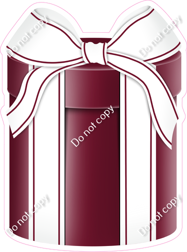 Flat - Burgundy Present, White Bow - Style 3| Sign Swag USA