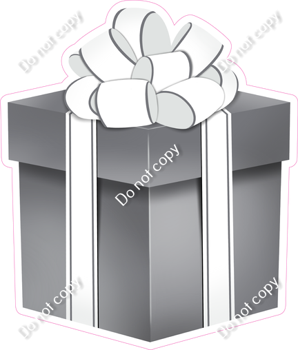 Flat - Grey Present, White Bow - Style 4| Sign Swag USA