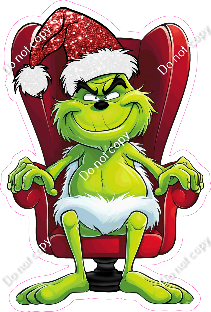Grinch Sitting in a Chair| Sign Swag USA