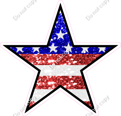 Sparkle Flag Star - Outlined| Sign Swag USA