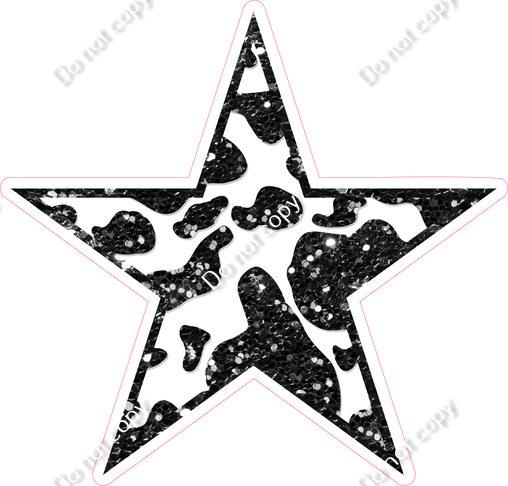 Black Sparkle Cow Pint Star| Sign Swag USA