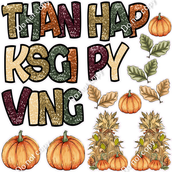 15 pc BB - Sparkle - Happy Thanksgiving EZ Set Theme0974 & Theme0975 ...