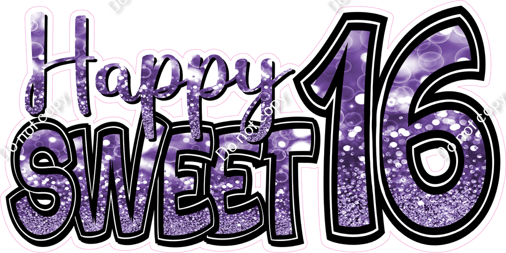 Bokeh - Purple - Happy Sweet 16 Statement| Sign Swag USA