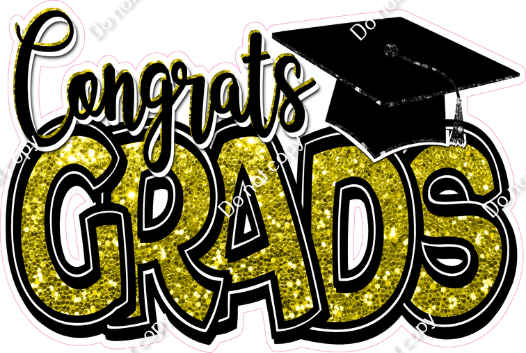 Yellow - Sparkle - Congrats Grads Statement| Sign Swag USA