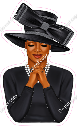 Church Lady - Half Body - Black Dress - Dark Skin Tone| Sign Swag USA