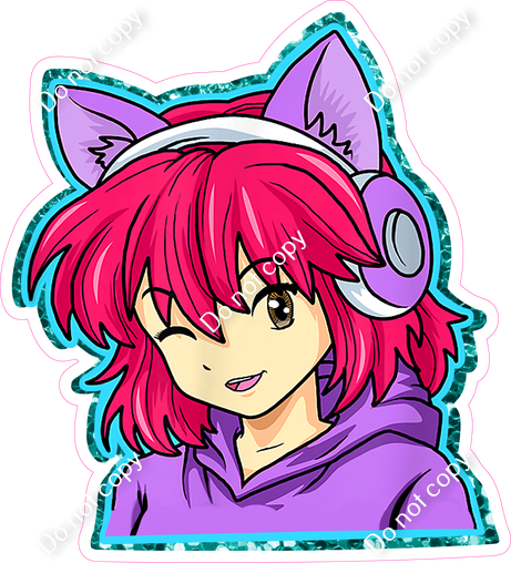 Anime Girl Pink Hair W Variants Sign Swag Usa