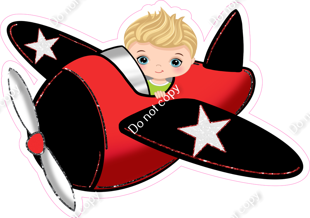 Light Skin Tone Boy in Red & Black Plane| Sign Swag USA