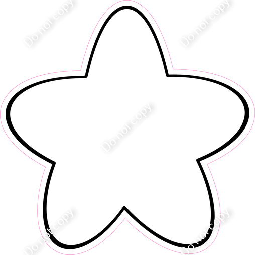 Rounded Flat White Star with Outlines| Sign Swag USA