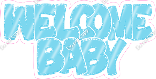 Flat Baby Blue with Baby Blue Outlines Welcome Baby Statement| Sign ...