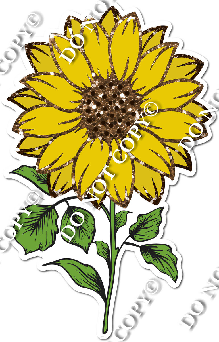 Sparkle Sunflower with Stem Yarm Sign| Sign Swag USA