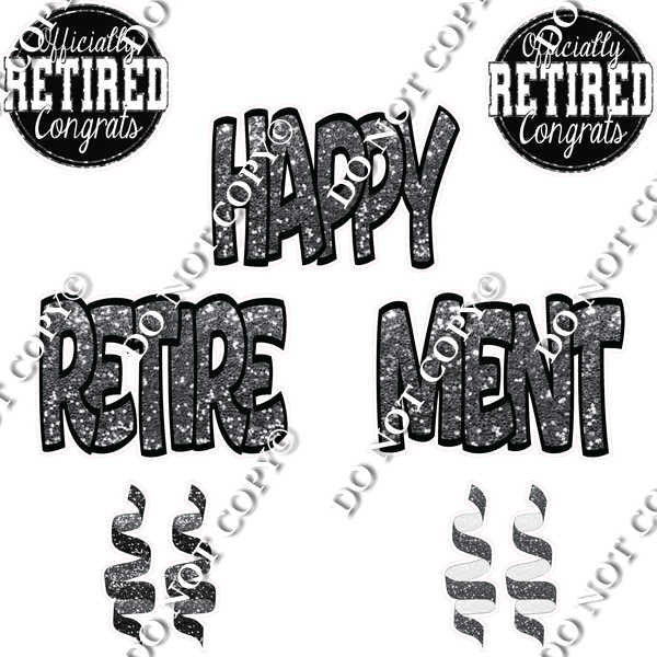 9 pc Silver Happy Retirement Set Theme0813| Sign Swag USA