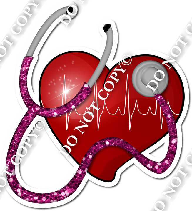 Red Heart & Pink Sparkle Stethoscope| Sign Swag USA