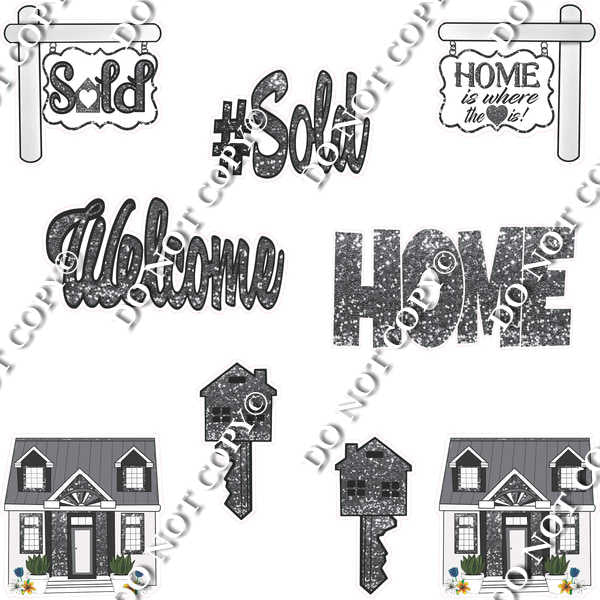 9 pc Silver Realtor Welcome Home Set Theme0804| Sign Swag USA